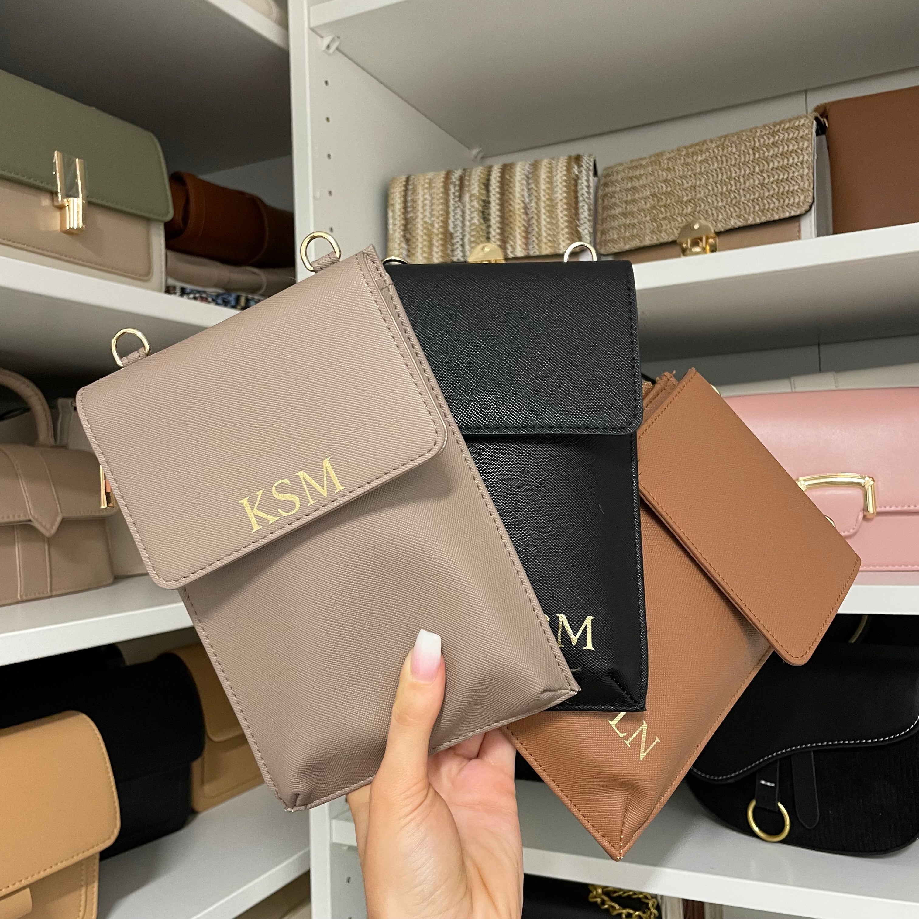 Personalised Saffiano Leather cross Body Phone Document Holder – Cloth ...