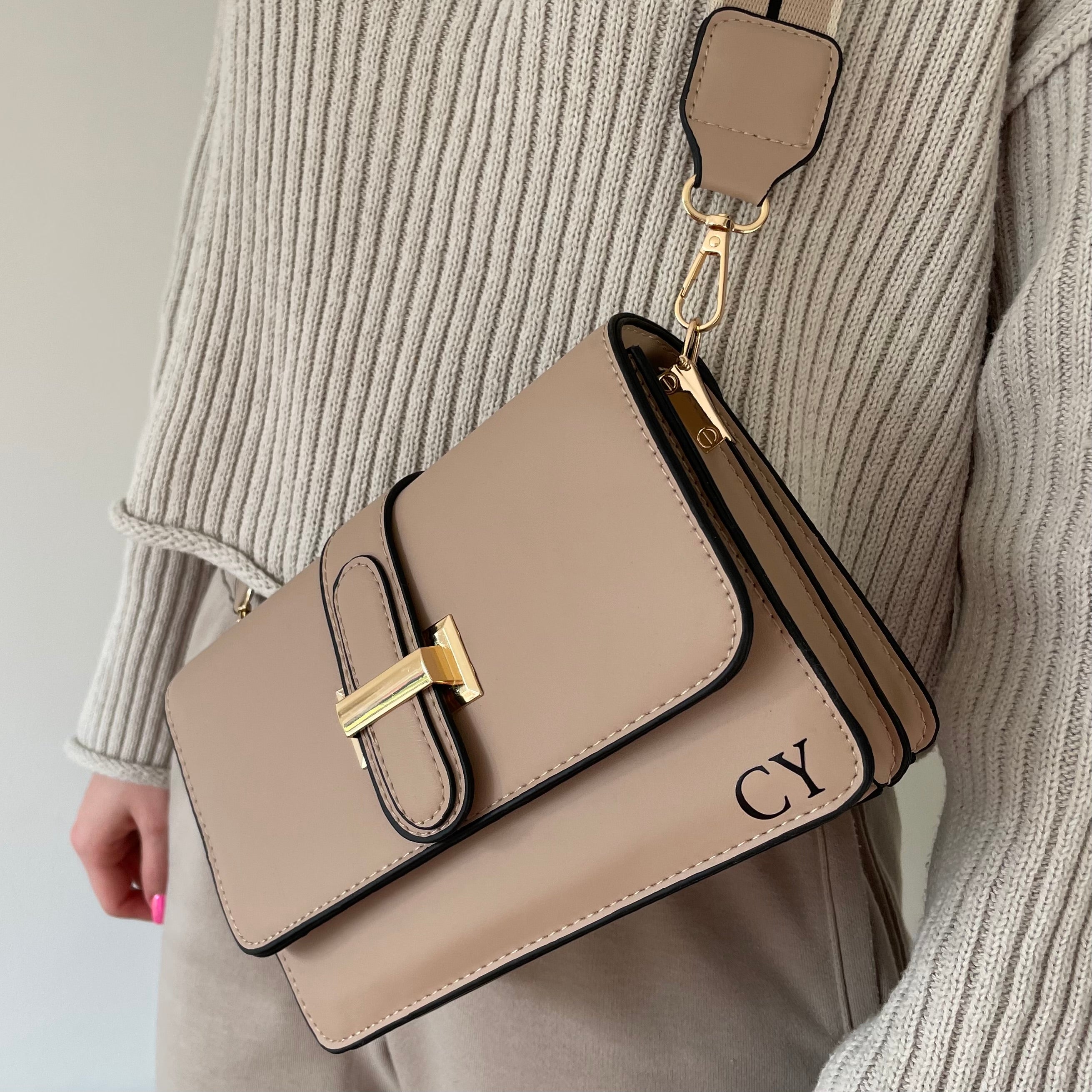 Personalised MICHELLE Thick Strap Faux Leather Cross Body Bag – Cloth'N ...