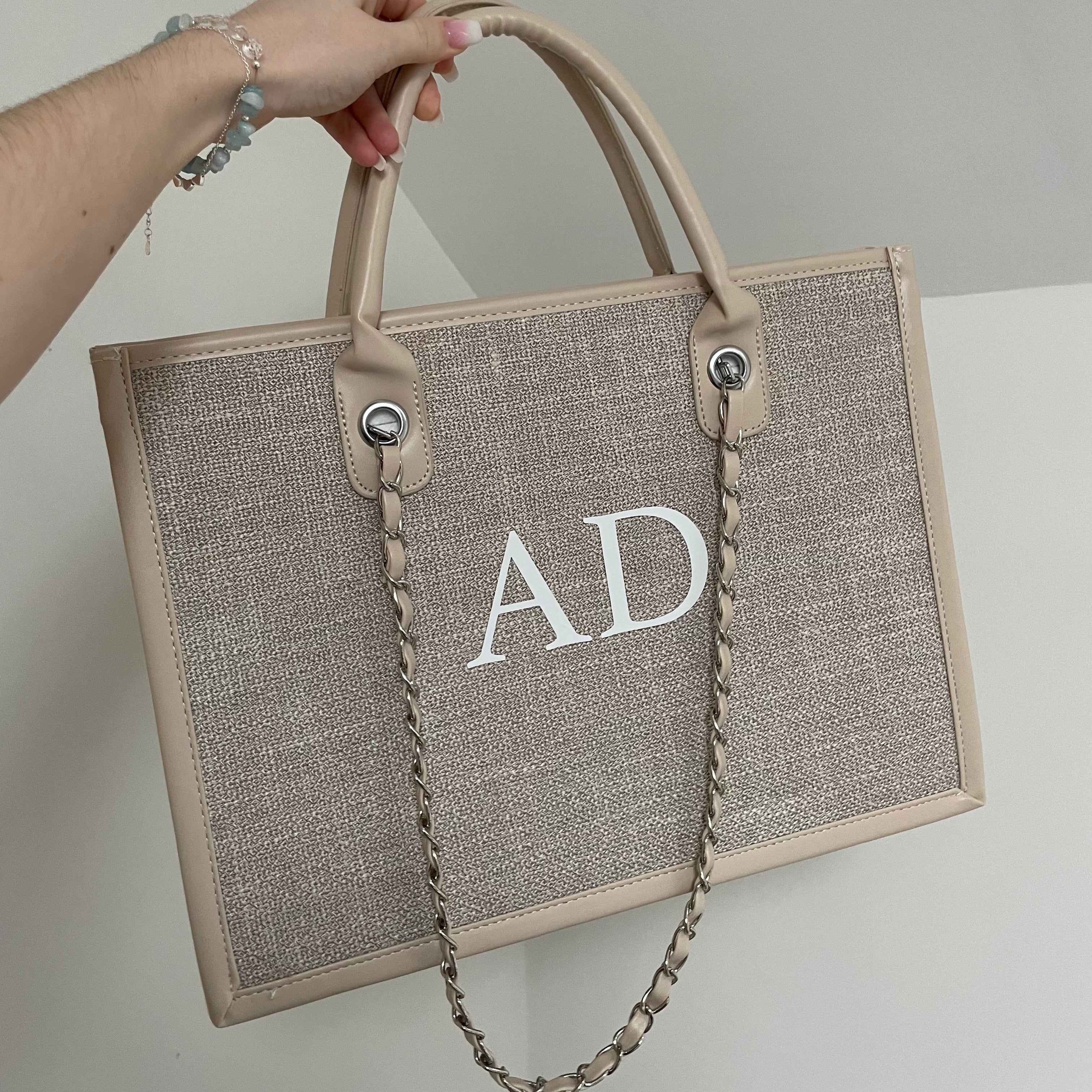 Personalised Square Large Chain Initial Tote Bags – Cloth'N'Card